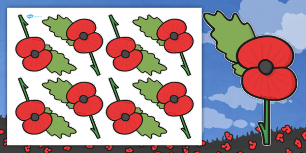 Remembrance Day Poppy Cut Outs (teacher made)