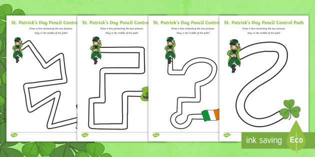 St Patricks Day | Pencil Control | Path Worksheets