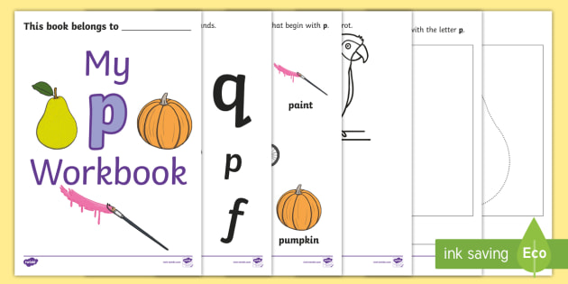 My Workbook p lowercase (teacher made)