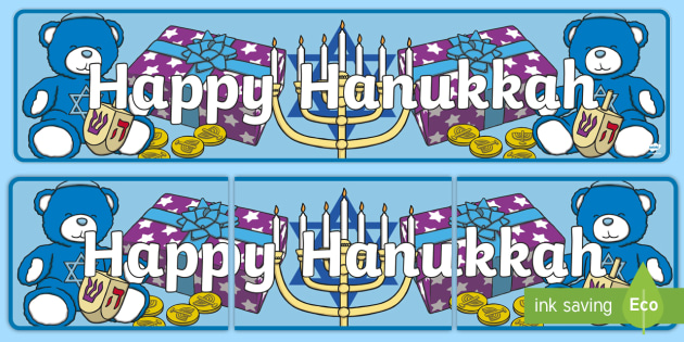 Happy Hanukkah Banner - Jewish Holiday, Hanukkah Celebration, Classroom