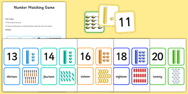 Number Matching Cards 11-20 - ESL Number Resources