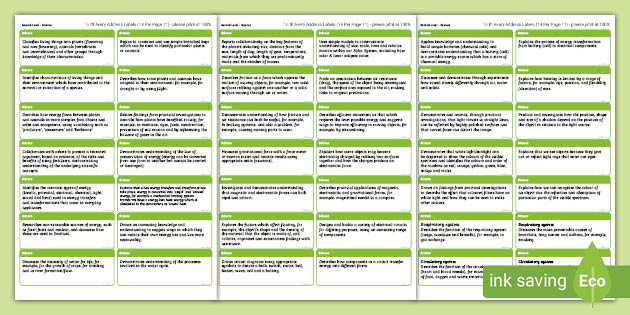 CfE Second Level Sciences Benchmark Assessment Stickers