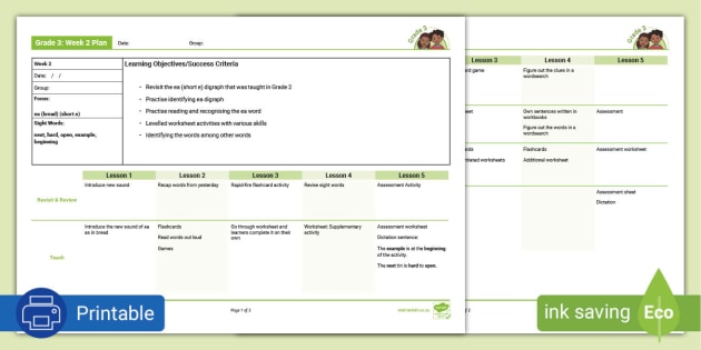 Grade 3 Phonics Term 2 Week 2 Planning (teacher made)