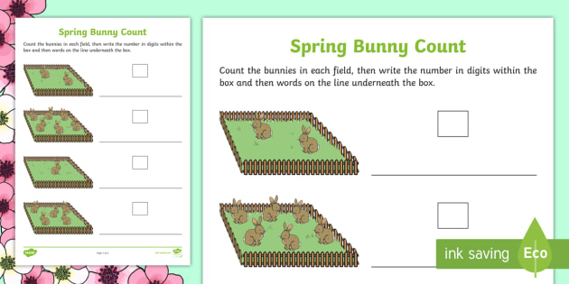 Spring Bunny Count Worksheet / Worksheet (teacher made)