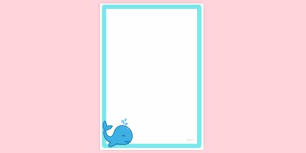 Simple Whale Page Border | Page Borders | Twinkl