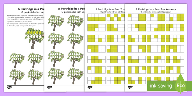 Partridge in A Pear Tree Worksheet / Worksheet English/Romanian