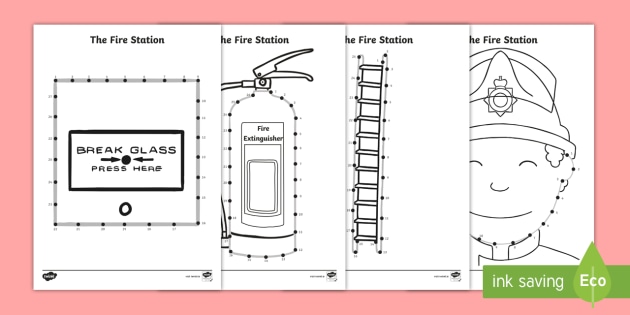 The Fire Station Aistear Dot to Dot Worksheet (teacher made)