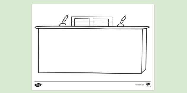 Bank Desk Colouring | Colouring Sheets