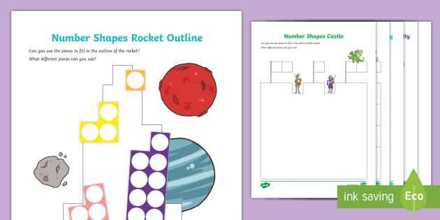 Number Shapes Outlines and Matching Activities Resource Pack