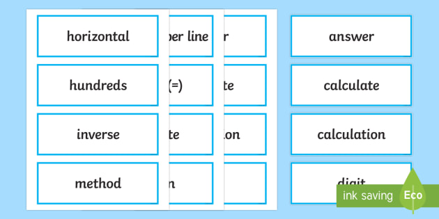 Addition And Subtraction Vocabulary Addition And Subtraction Word