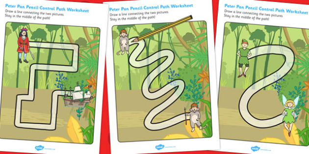 FREE! - Peter Pan Pencil Control Path Worksheets
