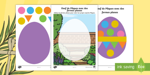 Feuille d'activités : Oeuf de Pâques avec des formes planes