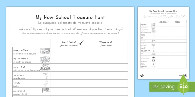 My New School Treasure Hunt US English/Spanish (Latin) - My New School
