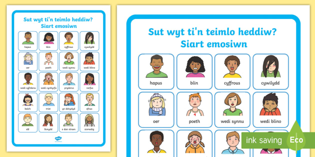 ow Do You Feel Today Emotion Chart Welsh Welsh, Siarter Iaith, emotions,