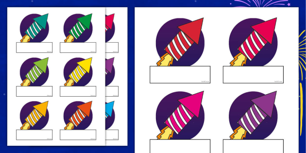 FREE! - Editable Self-Registration Labels (Firework Rockets)