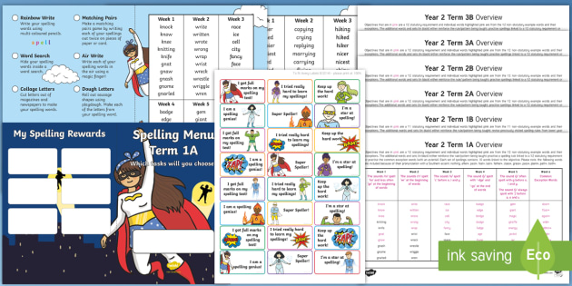 Year 2 Superhero-Themed Spelling Menu Pack (teacher made)