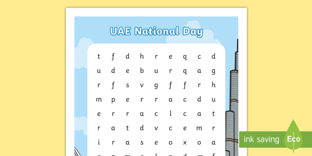 UAE National Day Word Search (teacher made)