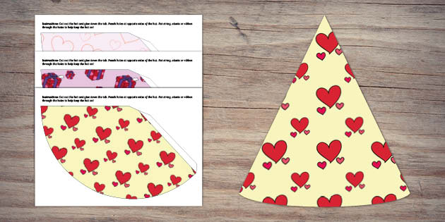 Hearts Mother's Day Party Hats | Twinkl Party (teacher made)