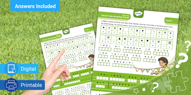 Sports Day Secret Coding Breaking Puzzle - L3 - Twinkl