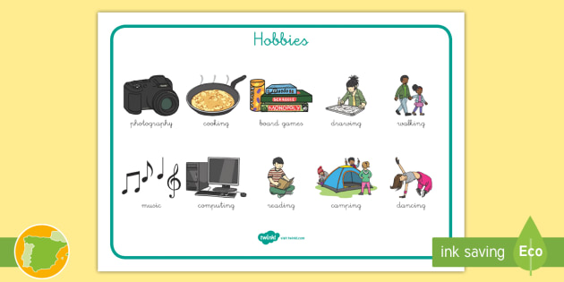 A1 Tapiz de vocabulario: Los pasatiempos en inglés