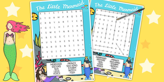 The Little Mermaid Wordsearch - story books, word game, literacy