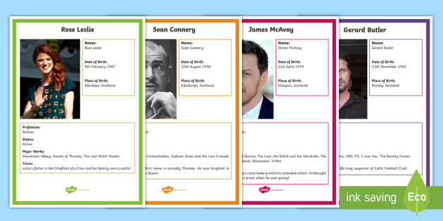 Scottish Actors Fact File Display Poster (teacher made)