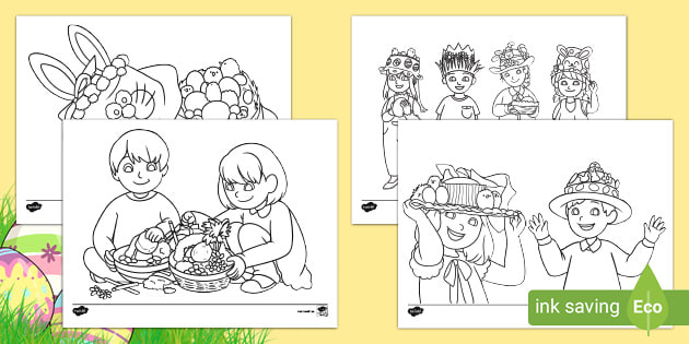 Easter Bonnet Colouring Pages - Easter-themed Resources
