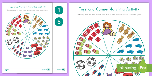 Toys and Games Number Matching Activity (teacher made)