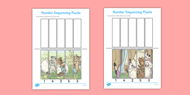 Beatrix Potter - The Tale of Tom Kitten Number Sequencing Puzzle
