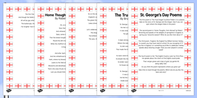 Care Home St George's Day Poems (teacher made)