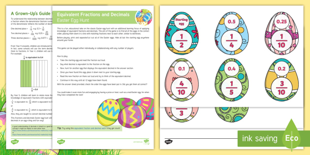 * NEW * Equivalent Fractions Easter Egg Hunt Game - La semana