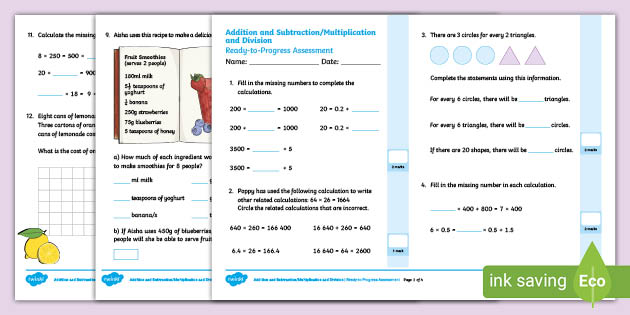👉 Assess Y6 Ready-to-Progress: Add Subtract Multiply Divide