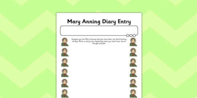Mary Anning Diary Entry Plain Worksheet / Activity Sheet - activity, mary