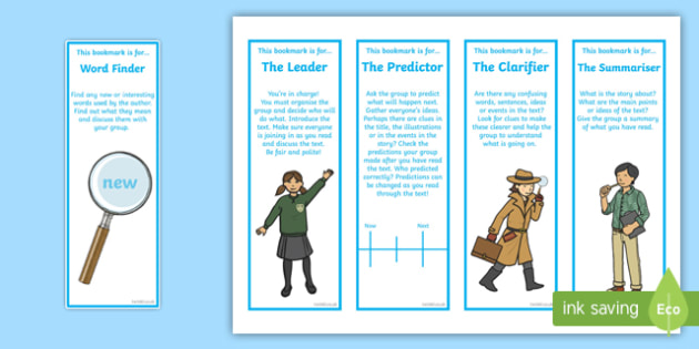 Reciprocal Reading Pupil Role Bookmarks-Scottish