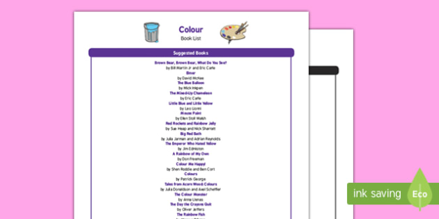 Color Book List (Teacher-Made)Color Book List (Teacher-Made)