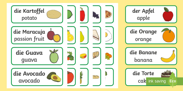 * NEW * Food Topic Word Cards - German - German, learning