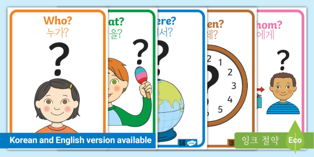 육하원칙 디스플레이 포스터 Colourful Semantics Display Posters