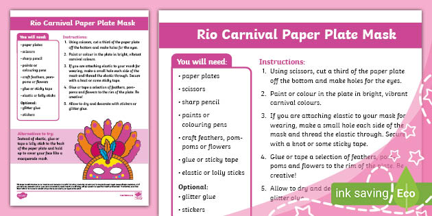 Rio Carnival Paper Plate Mask Craft