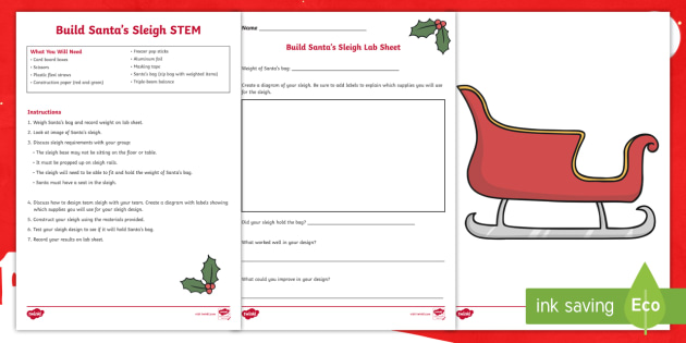 Build Santa a New Sleigh STEAM Activity and Resource Pack