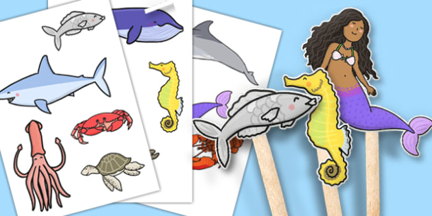 The Little Fish Stick Puppets - tiddler, early years, eyfs