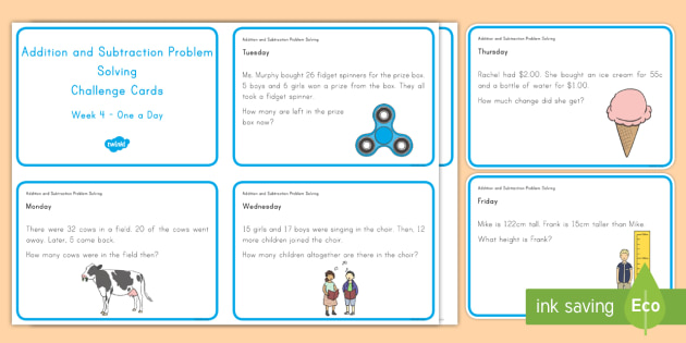 Weekly Addition and Subtraction (4) Challenge Cards