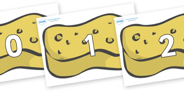 Numbers 0-31 on Sponges