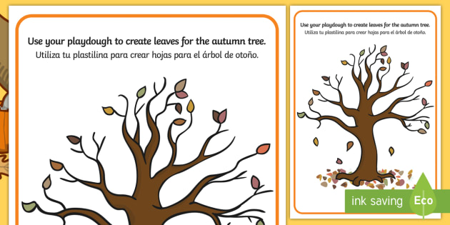 Autumn Tree Playdough Mats English/Spanish (teacher made)