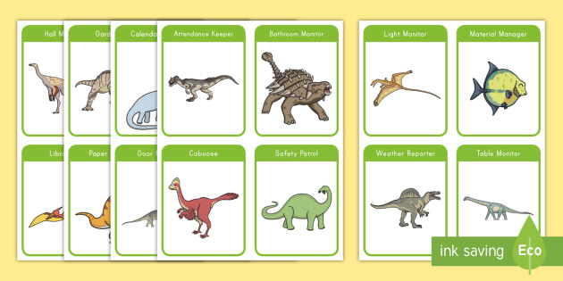 Dinosaur Classroom Jobs Rectangle Cards (teacher made)