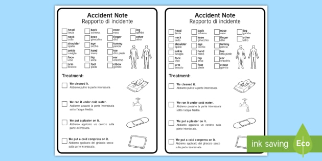 EAL Visual Accident Form English/Italian - EAL Visual Accident Note