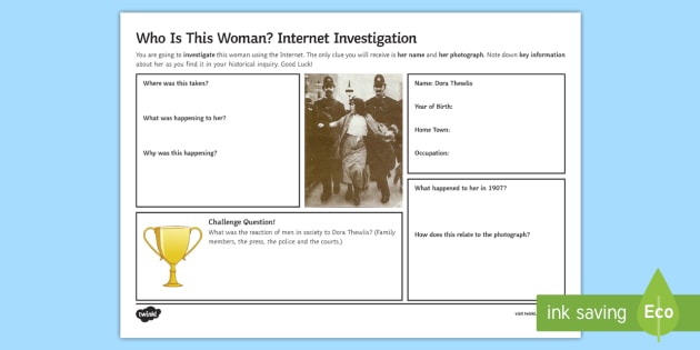 Votes for Women! Internet Investigation Worksheet / Worksheet