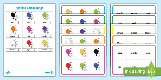 Basic Colours in Spanish - Spanish Colours Bingo for Kids