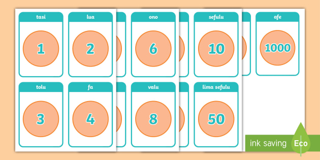 Numbers in Samoan Flashcards