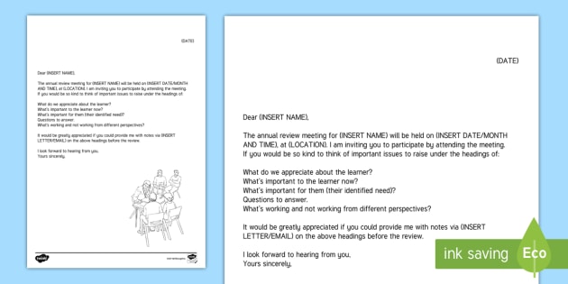 Annual Review Invite Editable Letter (teacher made)