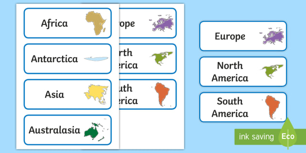 Continent Cards (teacher made)
